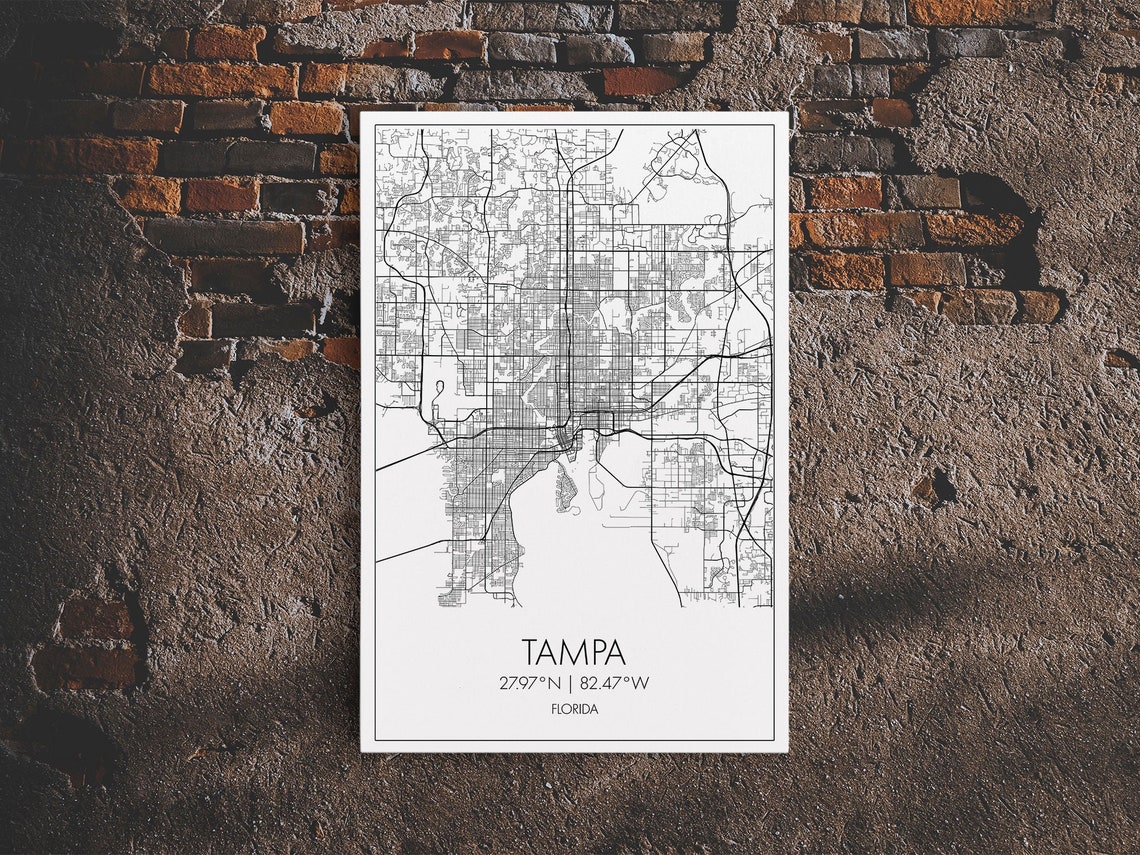 Tampa Street Map Florida Map City Map Print Modern Wall - Etsy