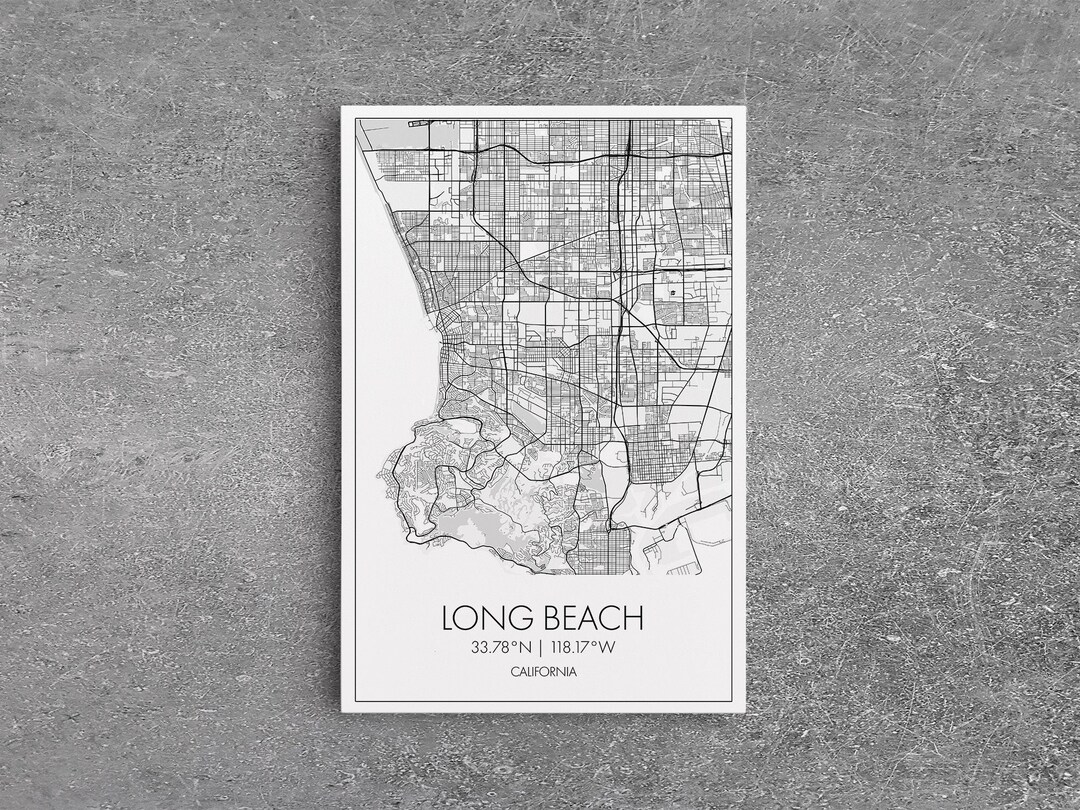 Long Beach Street Map California Map City Map Art Modern - Etsy