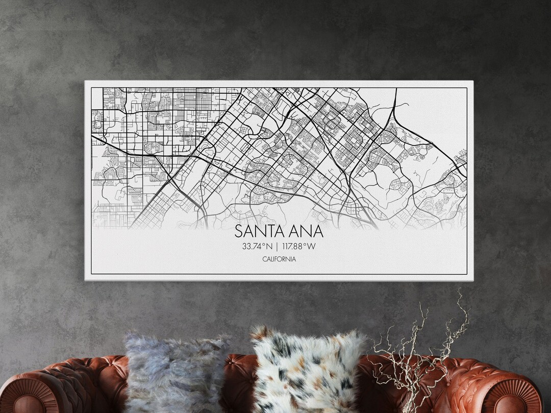 Santa Ana City Map California Art Map Print Modern Wall - Etsy