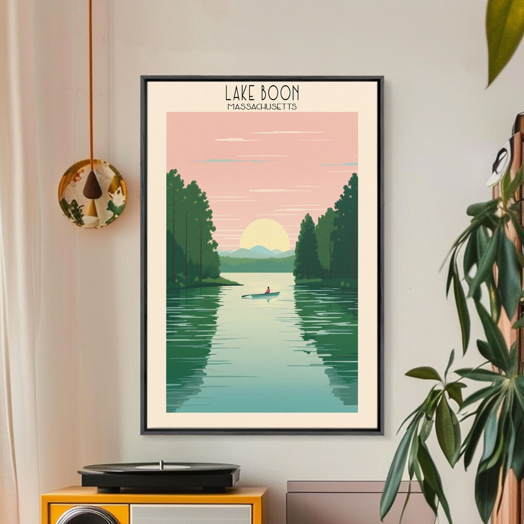 Lake Boon Massachusetts Canvas Print: Mid-century Modern Lake View Art ...