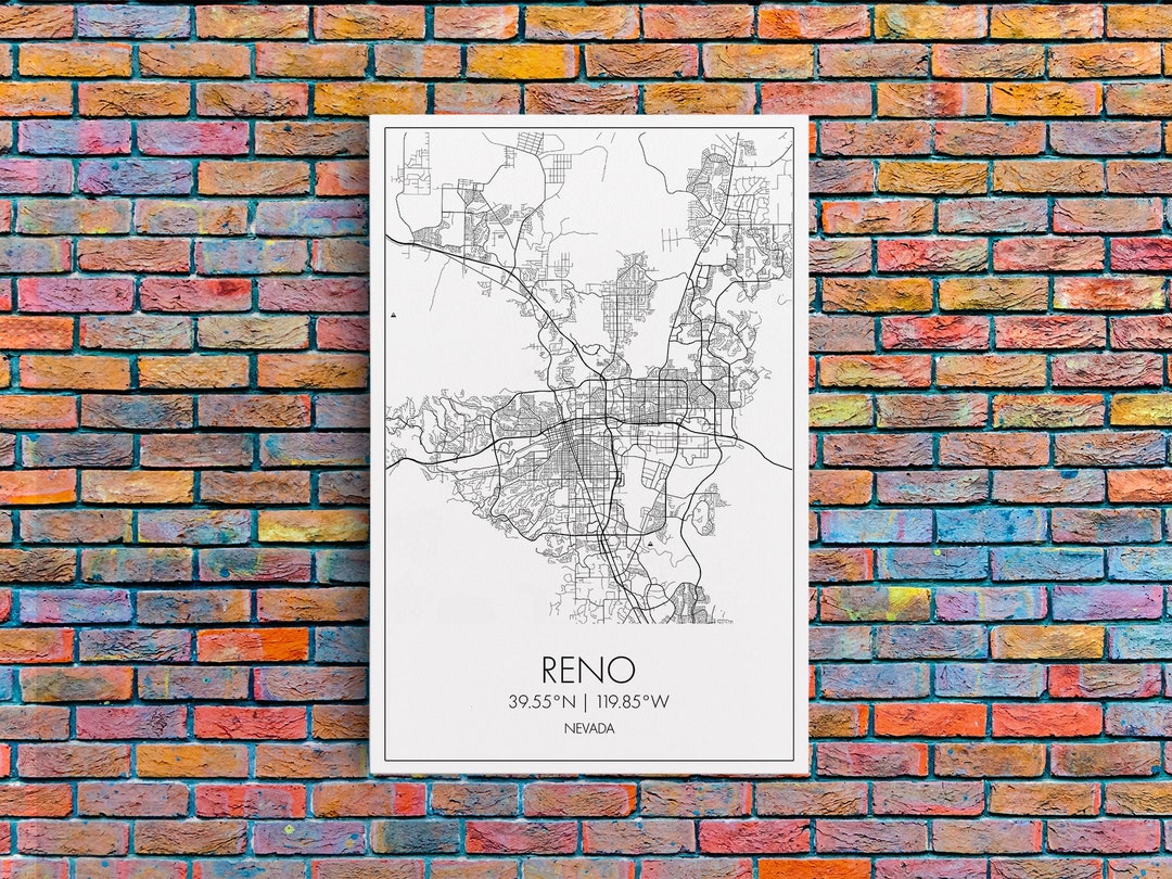 Reno Street Map Nevada Map City Map Art Minimalist Art - Etsy