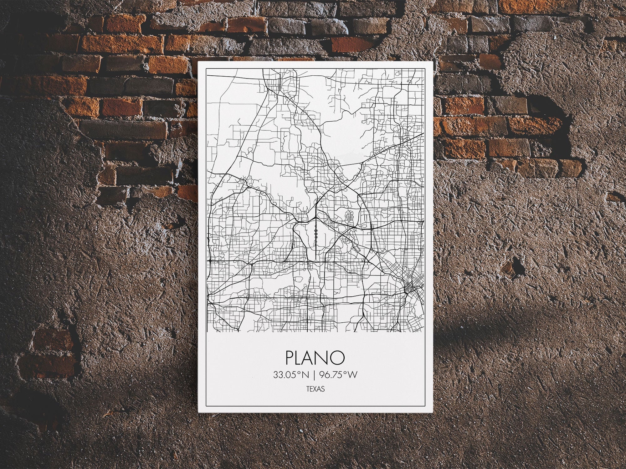 Plano Street Map Texas Map City Map Art Minimalist Art - Etsy