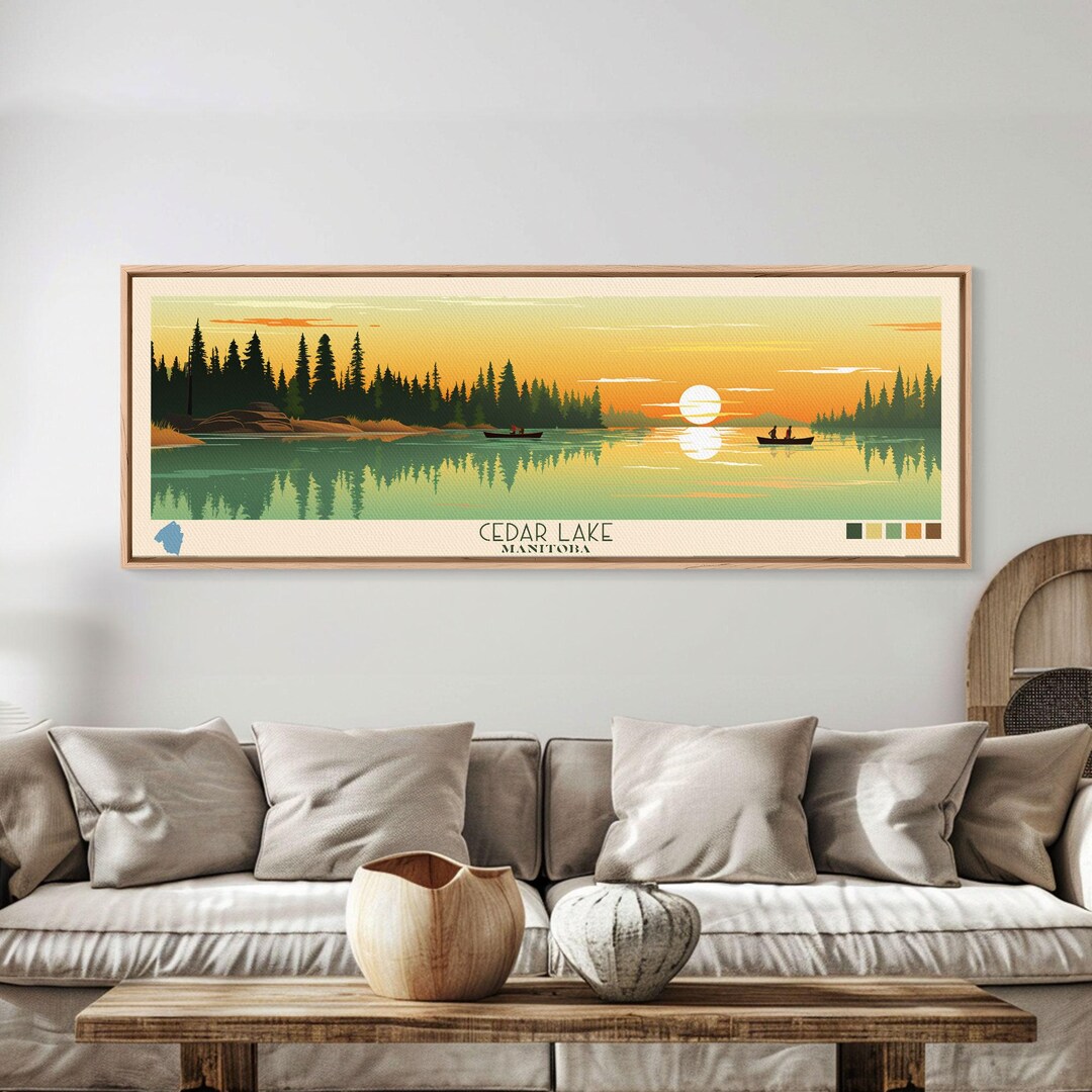 Cedar Lake Manitoba Canvas Print: Mid-century Modern Travel Poster - Etsy