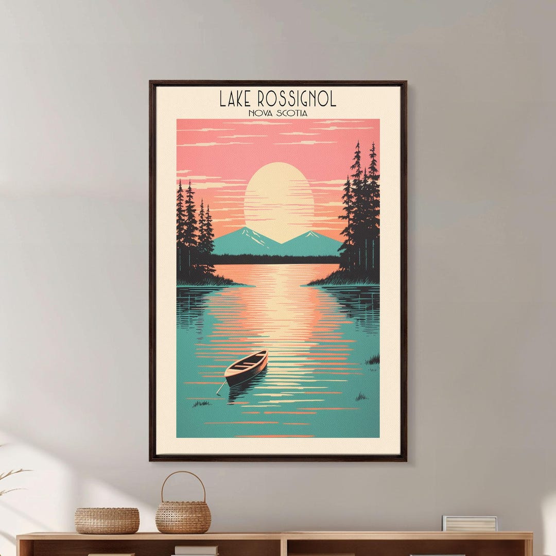 Lake Rossignol Canvas Print: Mid-century Modern Travel Poster Art - Etsy