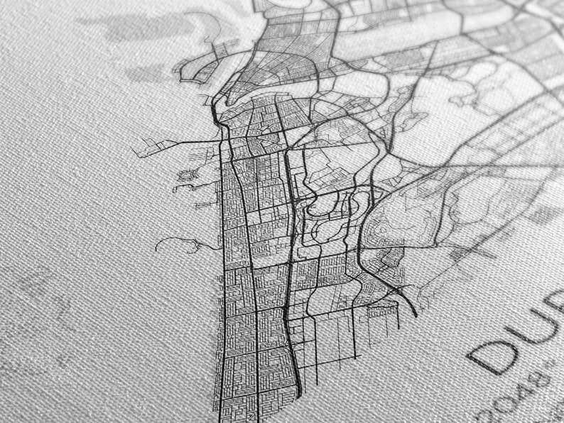Dubai Street Map UAE Map City Map Art Minimalist Art Wall - Etsy