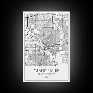 Grand Prairie Street Map, Texas Map, City Map Art, Minimalist Art, Wall ...
