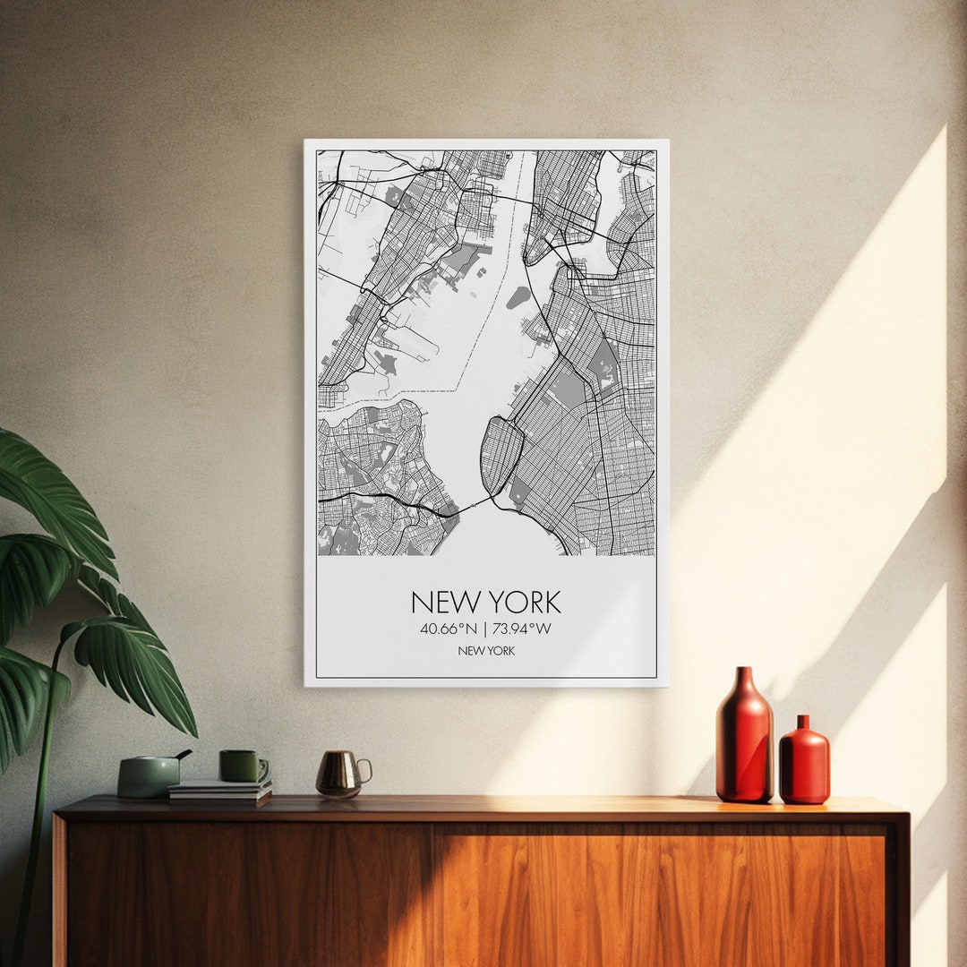 New York Street Map, New York Map, City Map Art, Modern Art, Wall Art ...