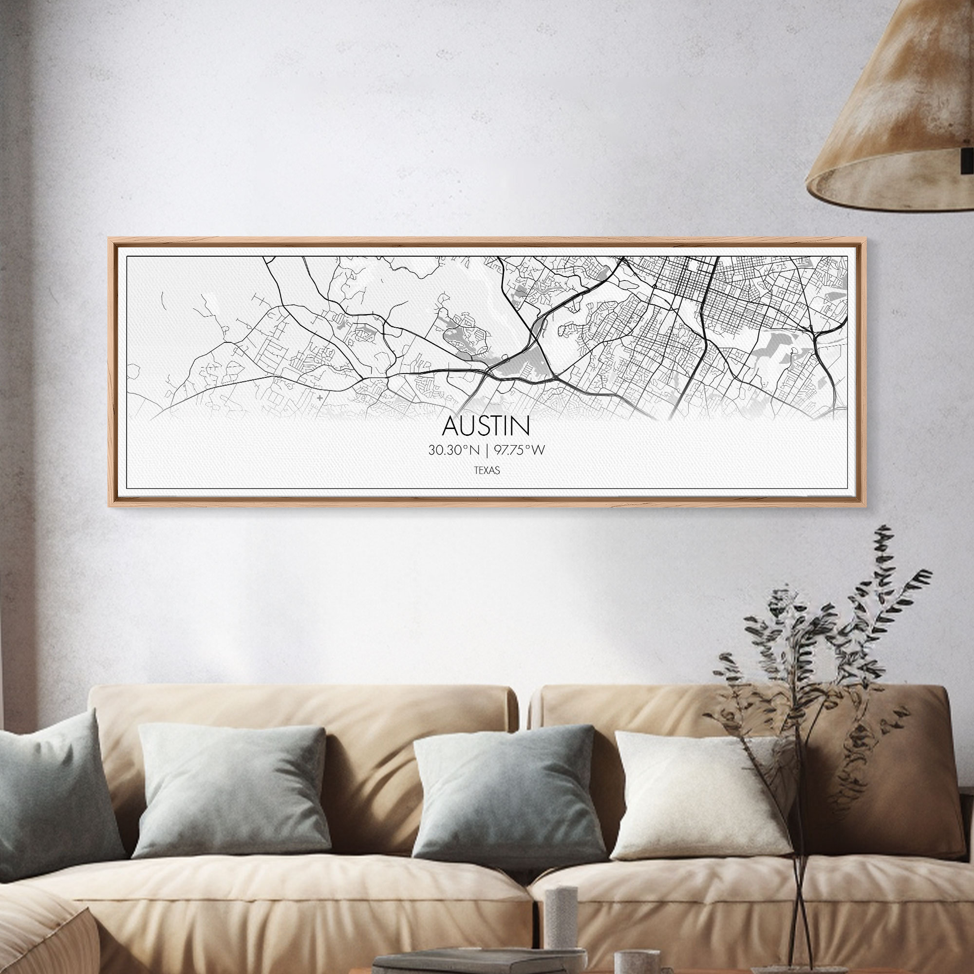 Panoramic Austin City Map Texas Art Map Print Minimalist - Etsy