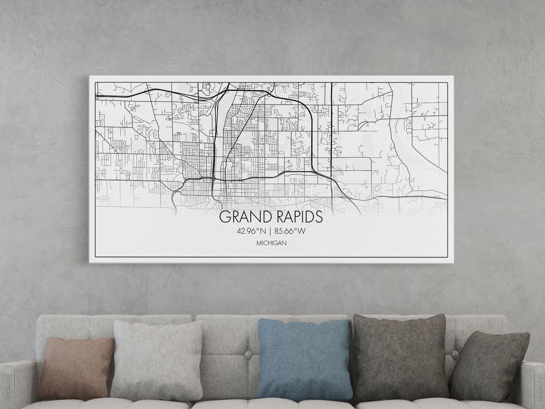 Grand Rapids City Map Michigan Map Map Art Minimalist Art - Etsy
