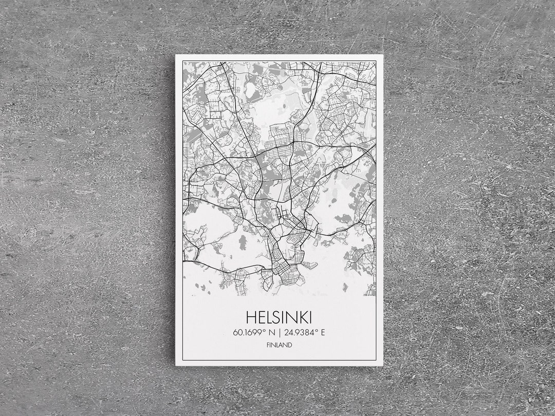 Helsinki Street Map Finland Map Europe City Map Art - Etsy