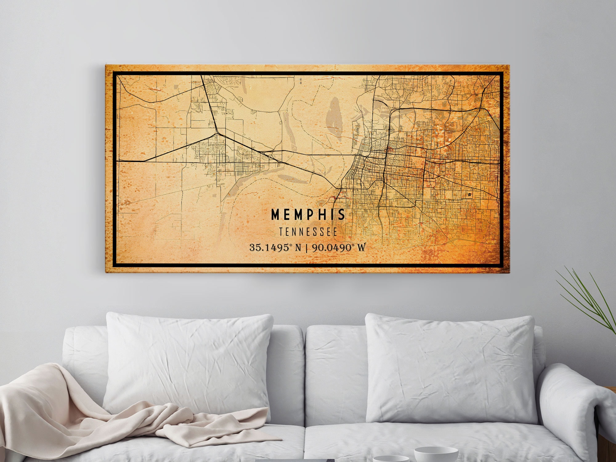 Memphis Tennessee Map Canvas Print Bluff City Map Home of - Etsy
