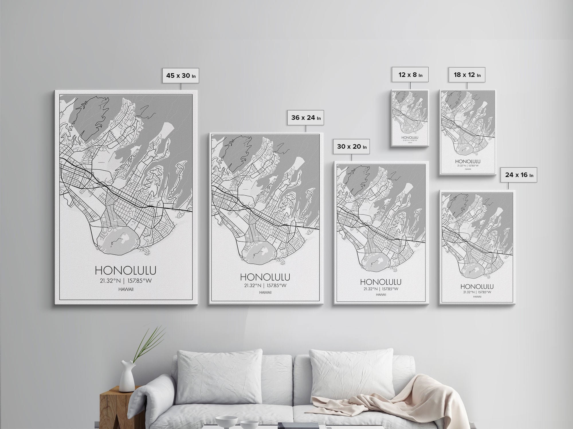 Honolulu Street Map, Hawaii Map, Ity Map Art, Minimalist Art, Wall Art ...