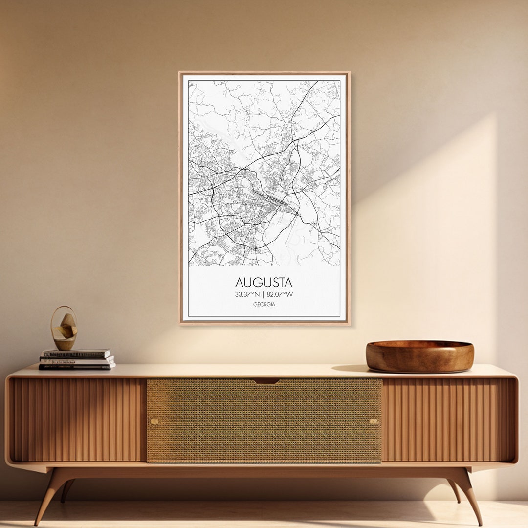 Augusta Street Map, Georgia Map, City Map Art, Dorm Wall Art, Adventure ...