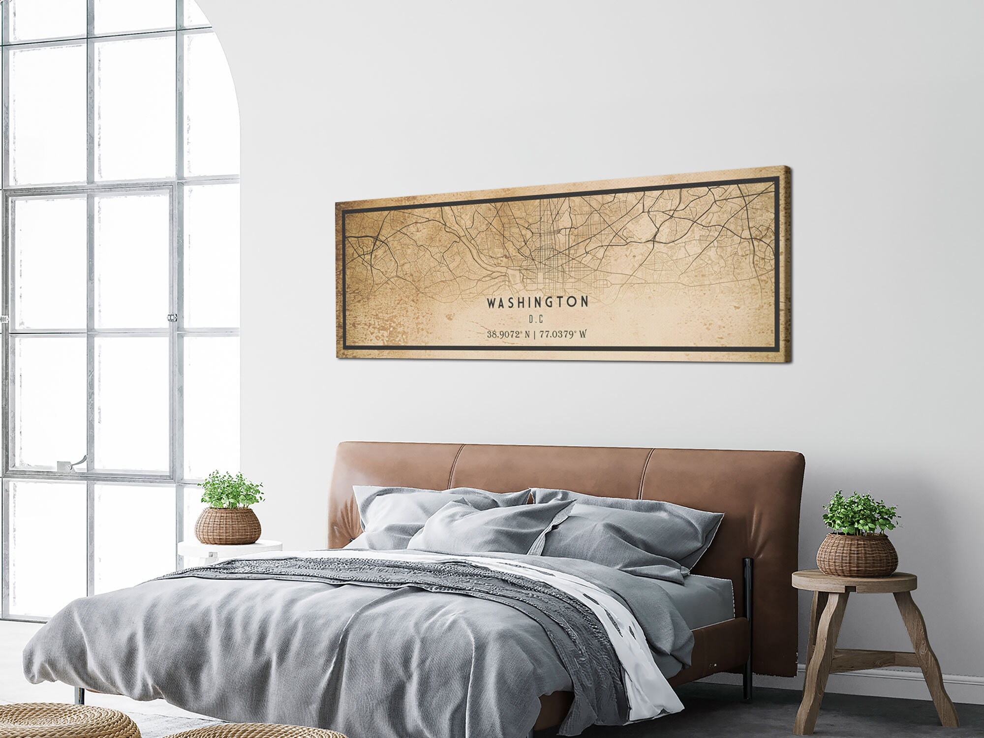 Panoramic Vintage Washington Map Print Poster or Framed Canvas ...