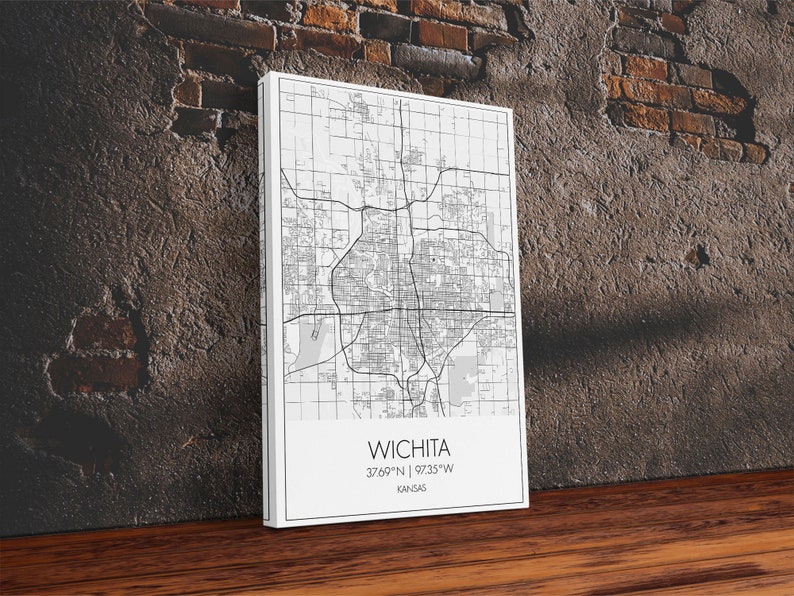 Wichita Street Map Kansas Map City Map Print Minimalist - Etsy