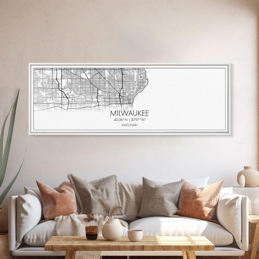 Milwaukee City Map Art: Wisconsin Minimalist Canvas Print - Etsy