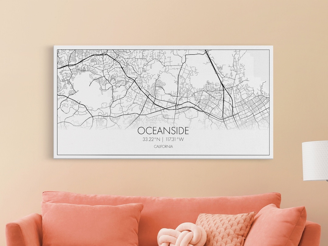 Oceanside City Map California Art Map Print Minimalist Wall - Etsy