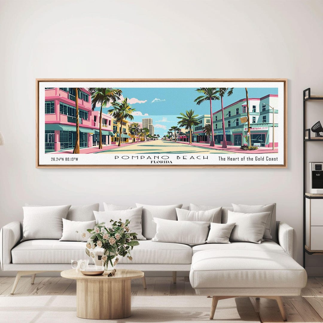Pompano Beach Florida Canvas Print: Mid Century Modern Panoramic ...