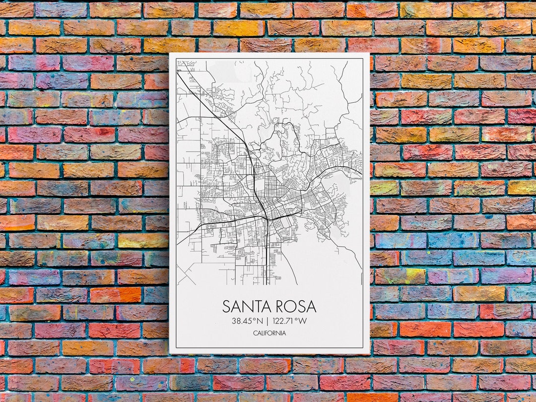 Santa Rosa Street Map California Map City Map Print - Etsy