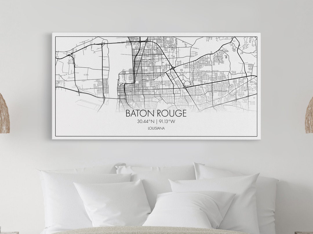 Baton Rouge Street Map Louisiana Map Map Print Modern Art - Etsy
