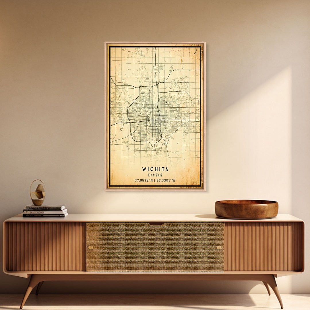 Vintage Wichita Kansas Map Print: Travel Art Poster or Canvas - Etsy