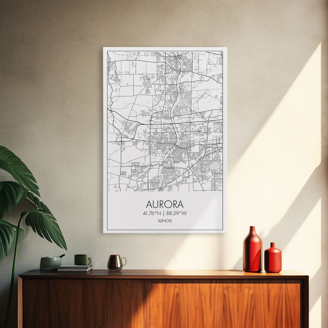Aurora Street Map, Illinois Map, City Map Wall Art, Daughter Gift ...
