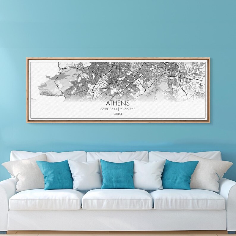 Panoramic Athens City Map Art: Minimalist Greece Print - Etsy
