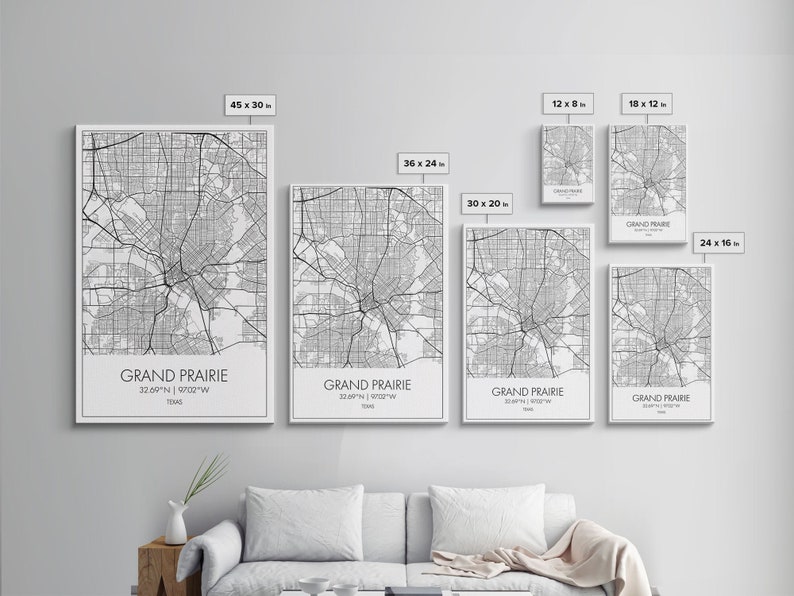 Grand Prairie Street Map Texas Map City Map Art Minimalist - Etsy