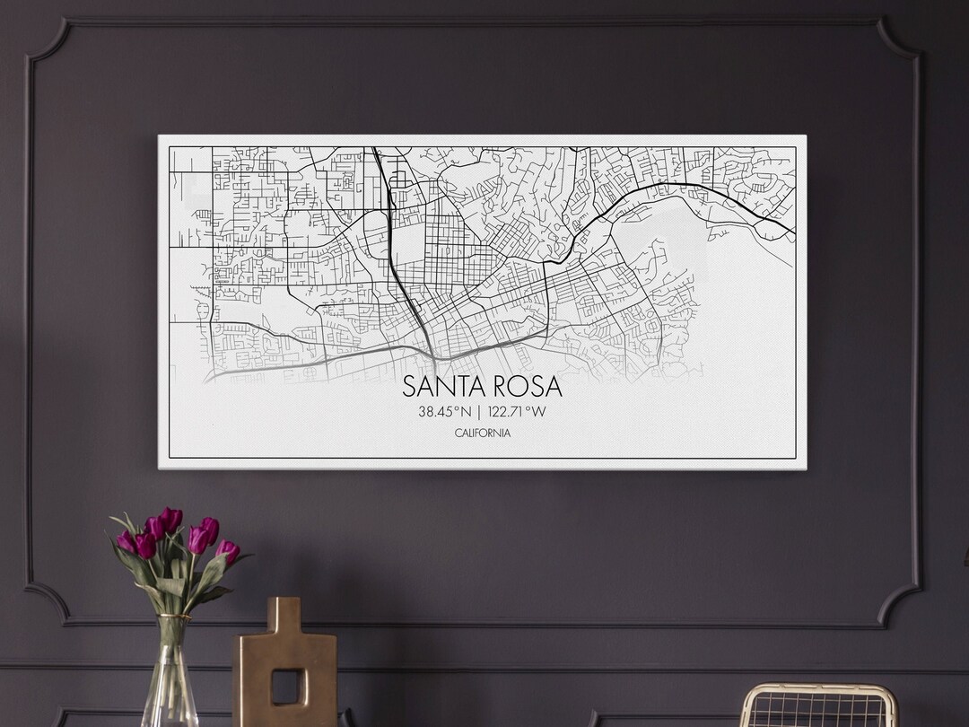 Santa Rosa City Map California Art Map Print Modern Wall - Etsy