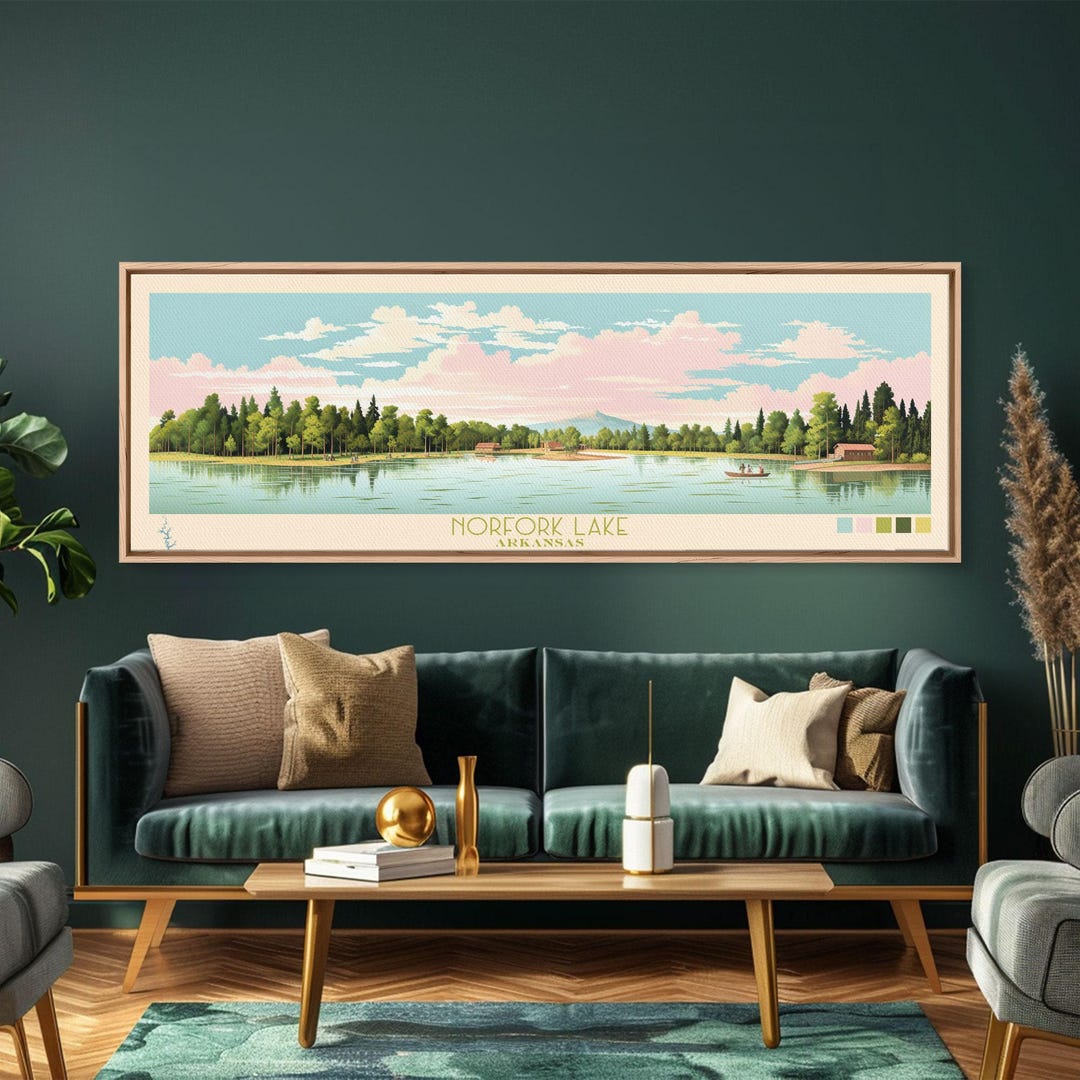 Norfork Lake Arkansas Canvas Print: Mid-century Modern Panoramic Wall ...