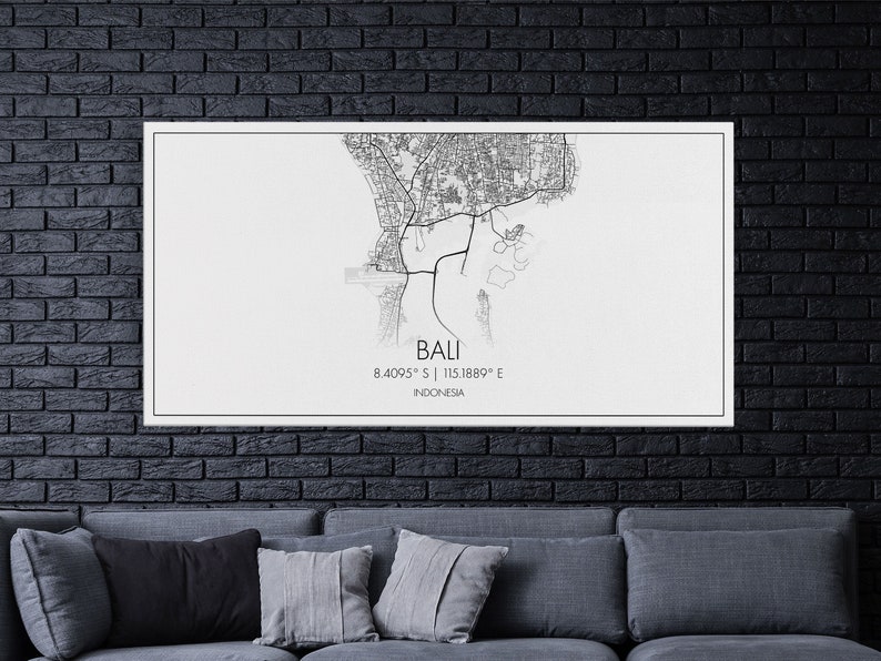 Bali Street Map Indonesia Map Map Print Modern Art Wall - Etsy