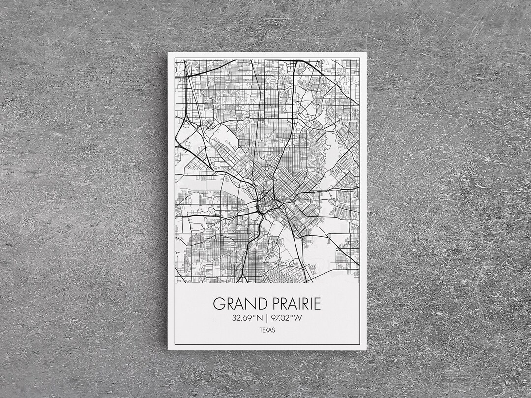 Grand Prairie Street Map Texas Map City Map Art Minimalist - Etsy