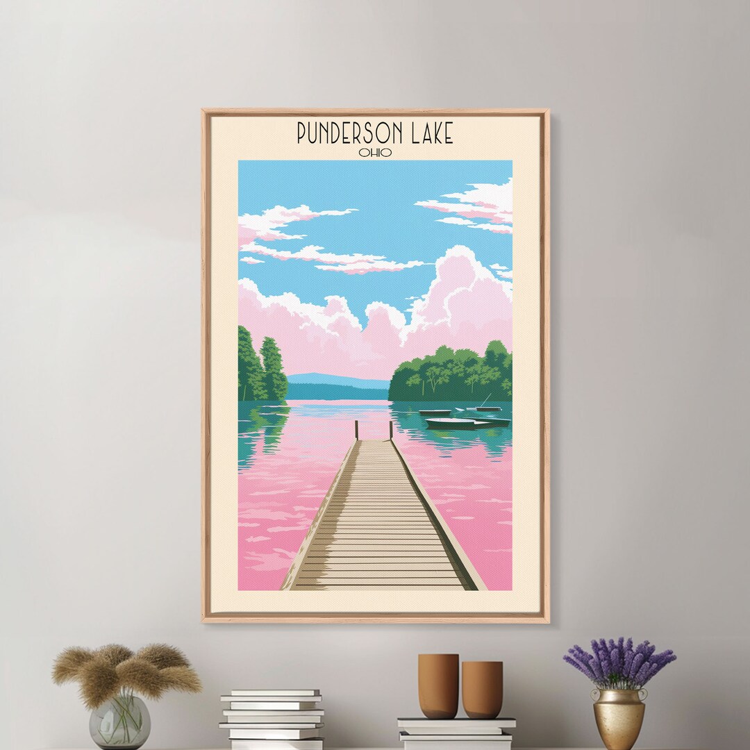 Punderson Lake Ohio Canvas Print: Mid-century Modern Lake House Decor ...