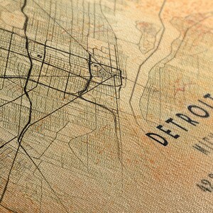 Old Detroit City Map Wall Art Canvas Print, Vintage Style Detroit Map ...