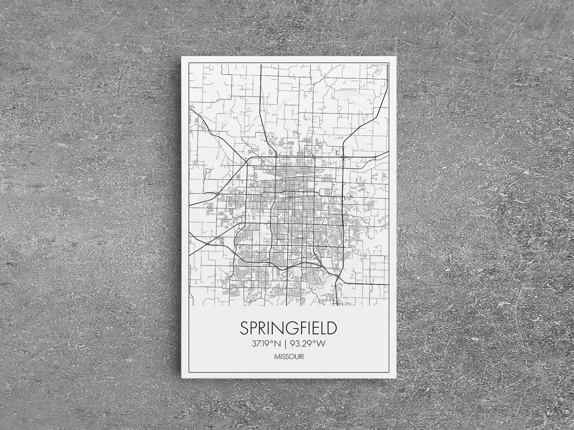 Springfield Street Map, Missouri Map, City Map Print, Modern Wall Art ...