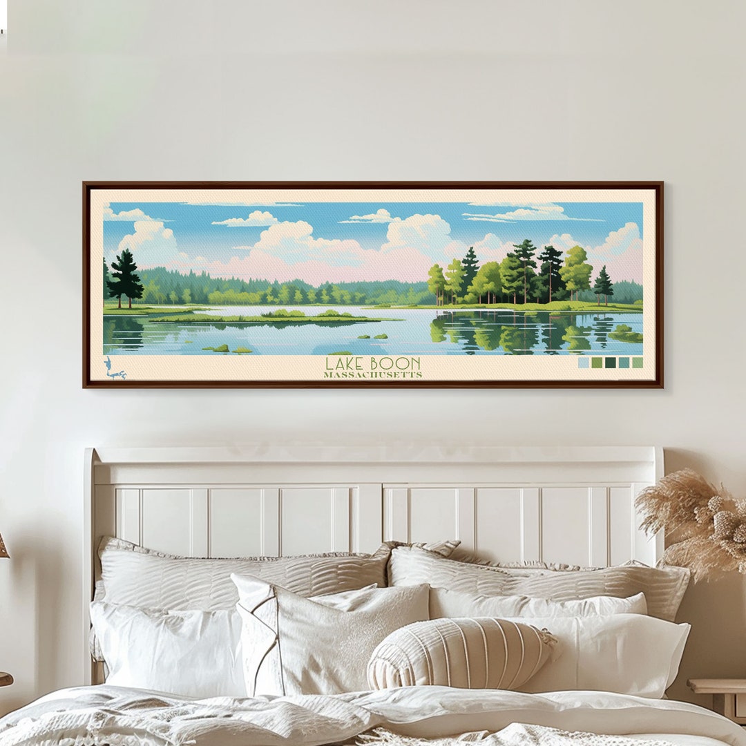 Lake Boon Massachusetts Framed Canvas Print: Mid-century Modern ...