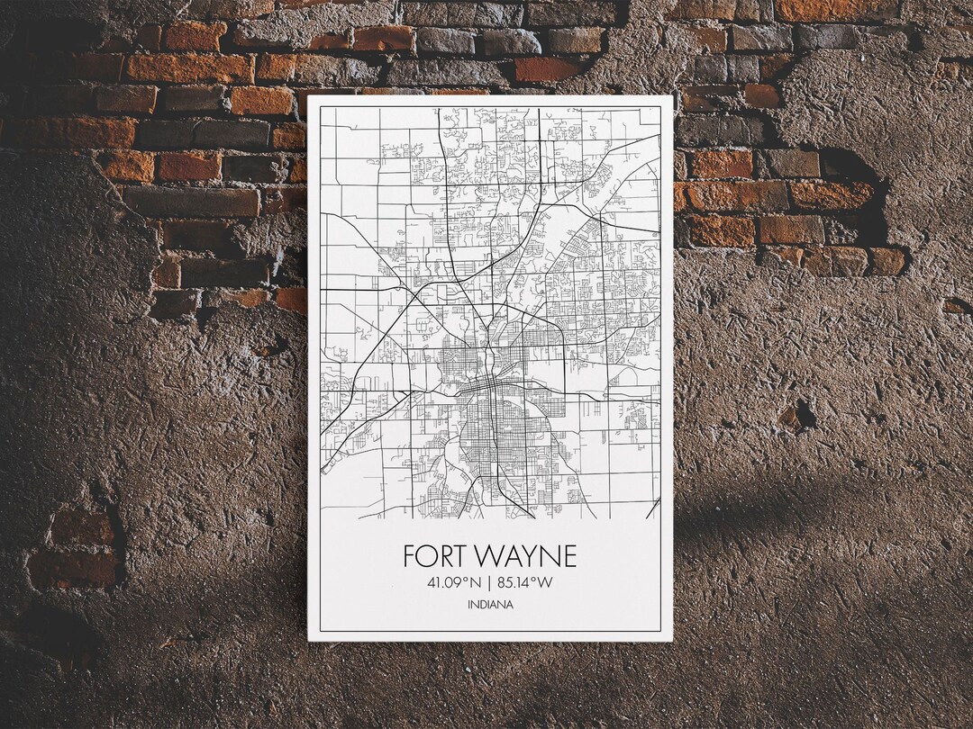 Fort Wayne Street Map Indiana Map City Map Art Minimalist - Etsy