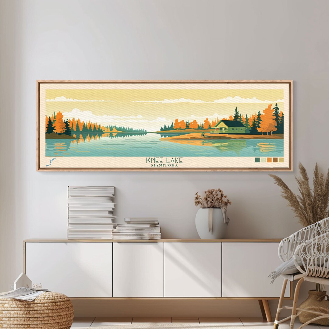 Knee Lake Manitoba Framed Canvas Art Print: Mid-century Modern ...