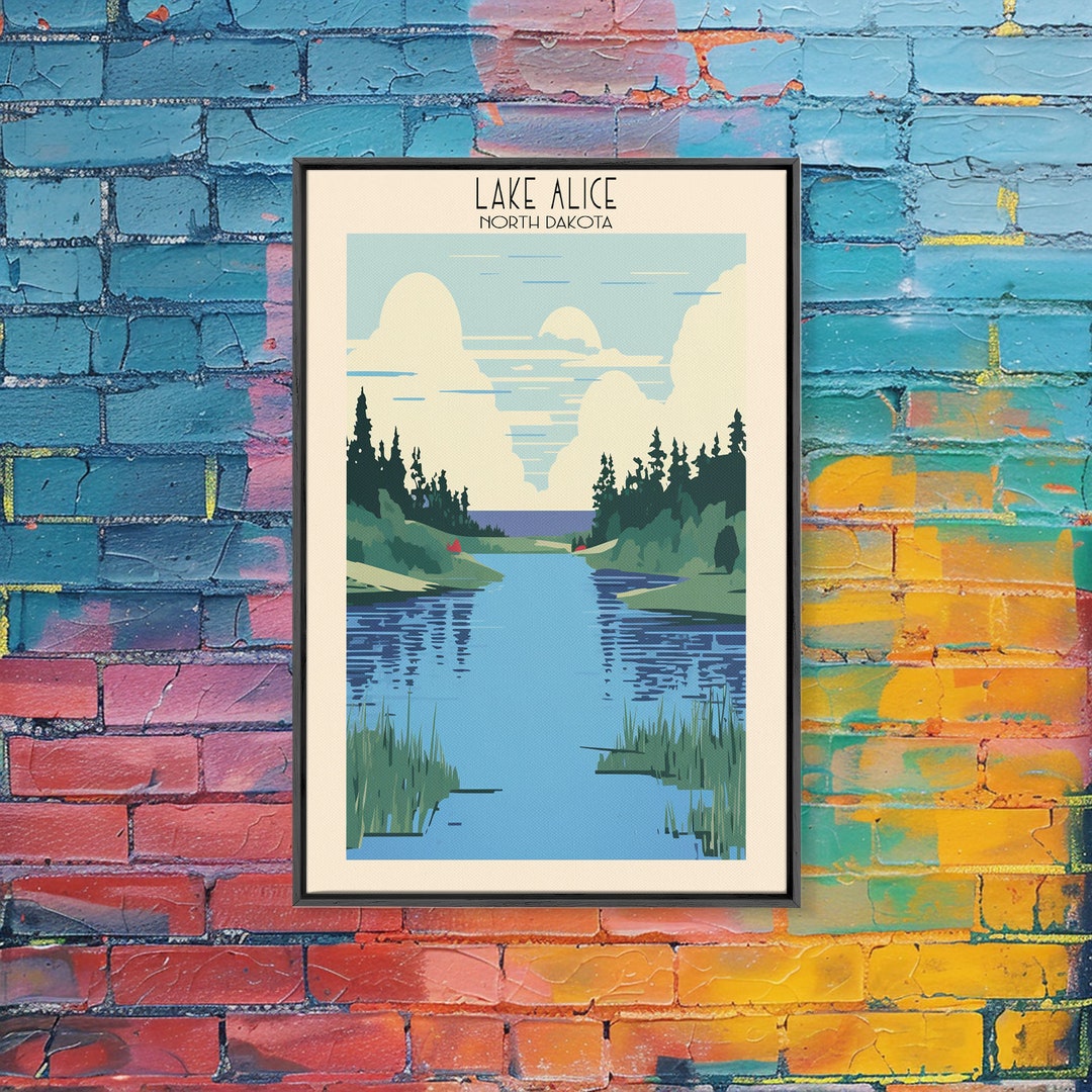 Lake Alice, North Dakota Framed Canvas Print, Wall Art, Lake House ...