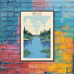 Lake Alice, North Dakota Framed Canvas Print, Wall Art, Lake House ...