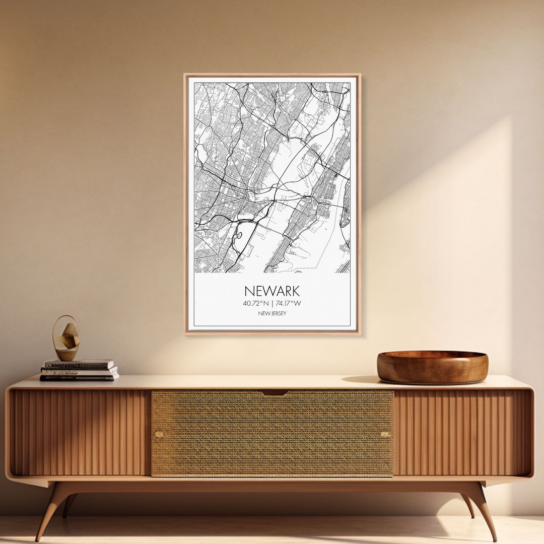 Newark Street Map, New Jersey Map, City Map Art, Modern Art, Wall Art ...