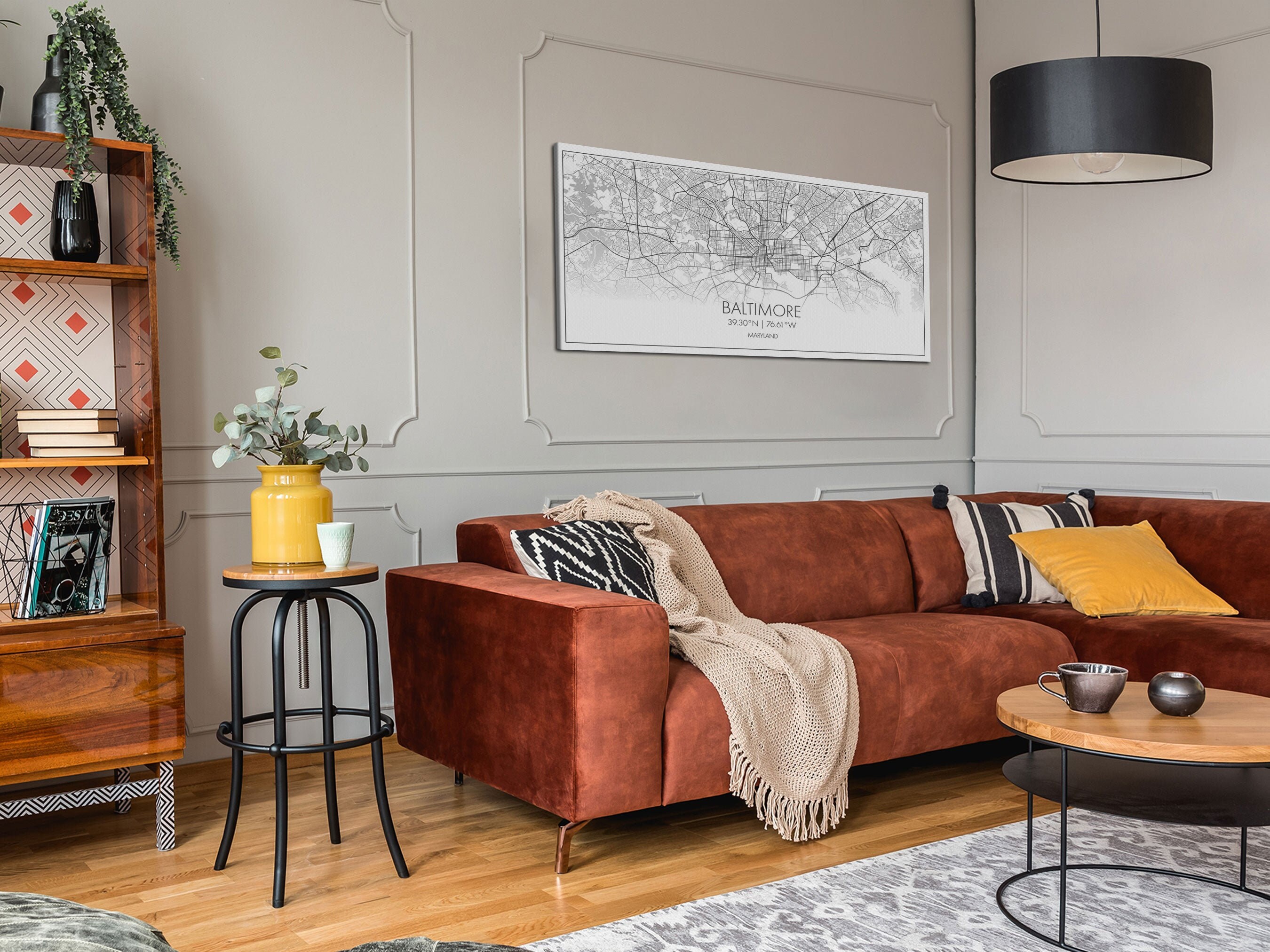 Mapa de calles de Baltimore mapa de Maryland impresión de - Etsy España