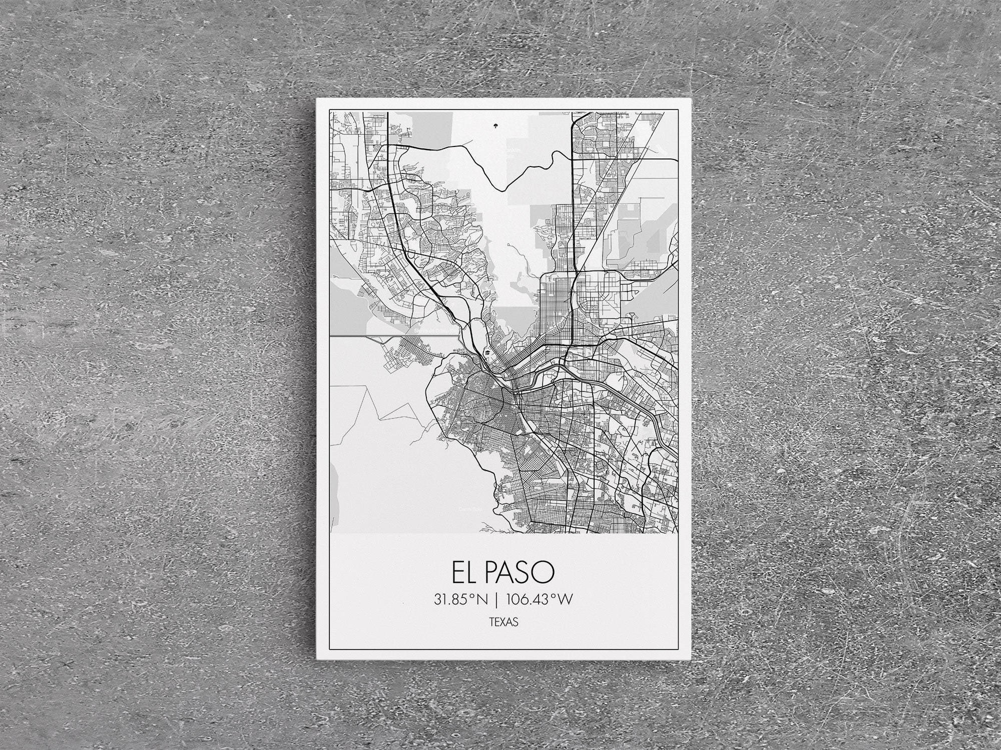 El Paso Street Map Texas Map City Map Art Minimalist Art - Etsy