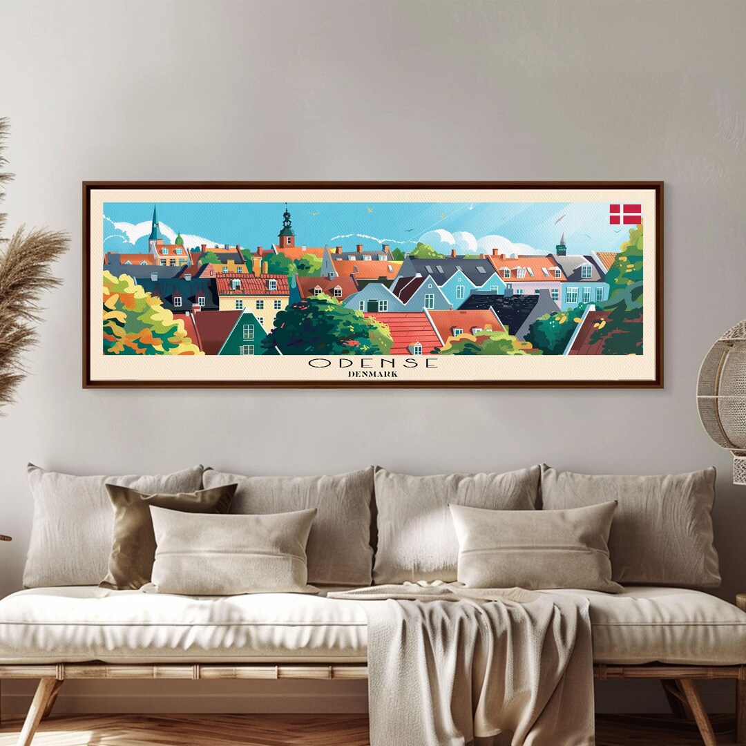 Odense Denmark Art Print: Panoramic Cityscape Travel Poster - Etsy