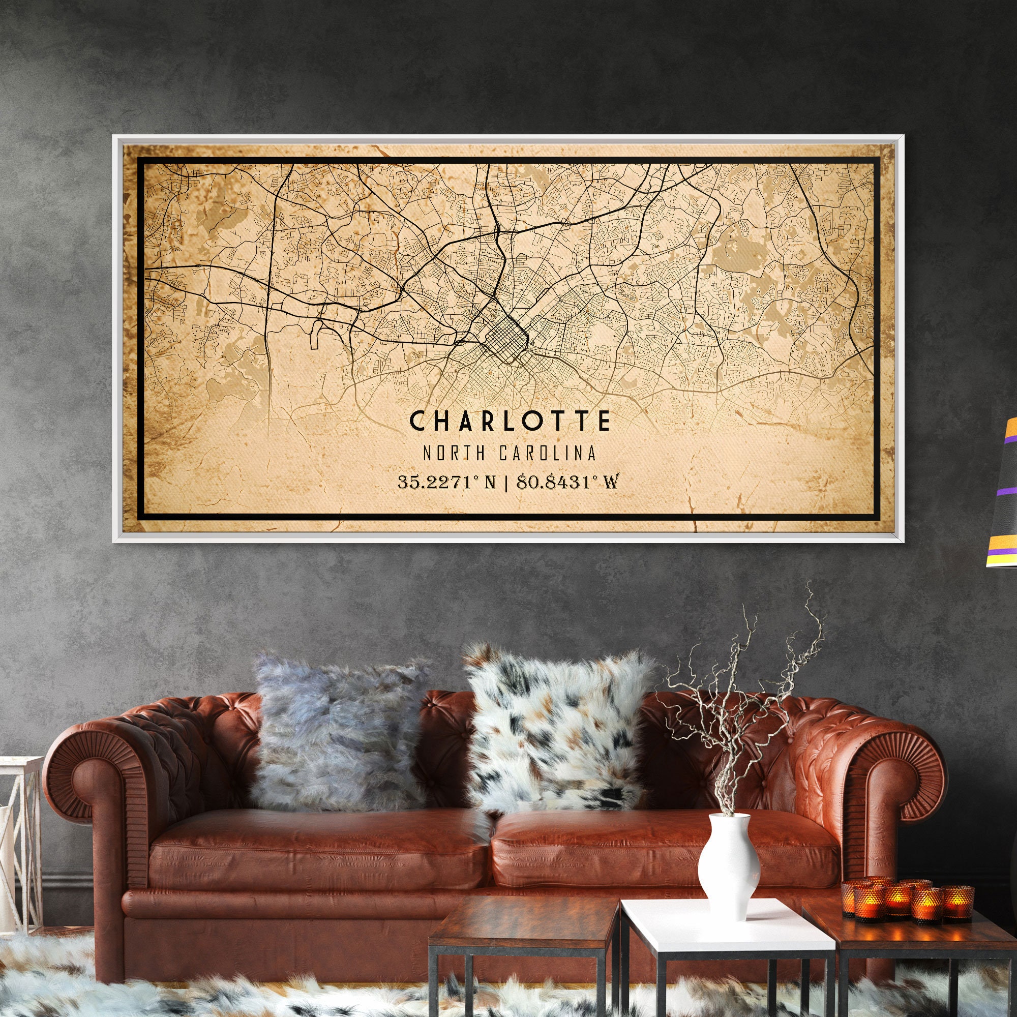 Charlotte Map Poster or Canvas Print, Charlotte NC Map Print, Charlotte ...