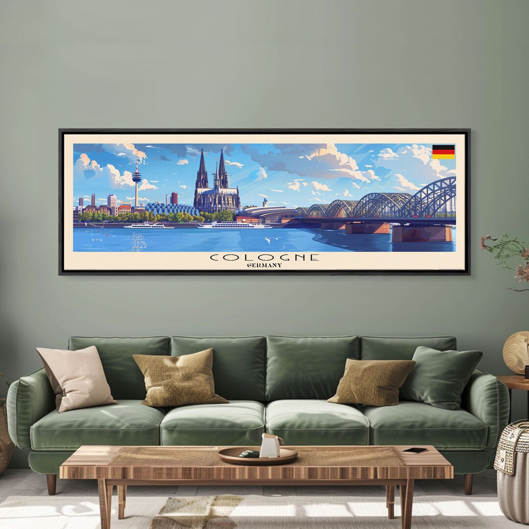 Cologne Germany Panoramic Travel Poster, Framed Canvas Print or Metal ...