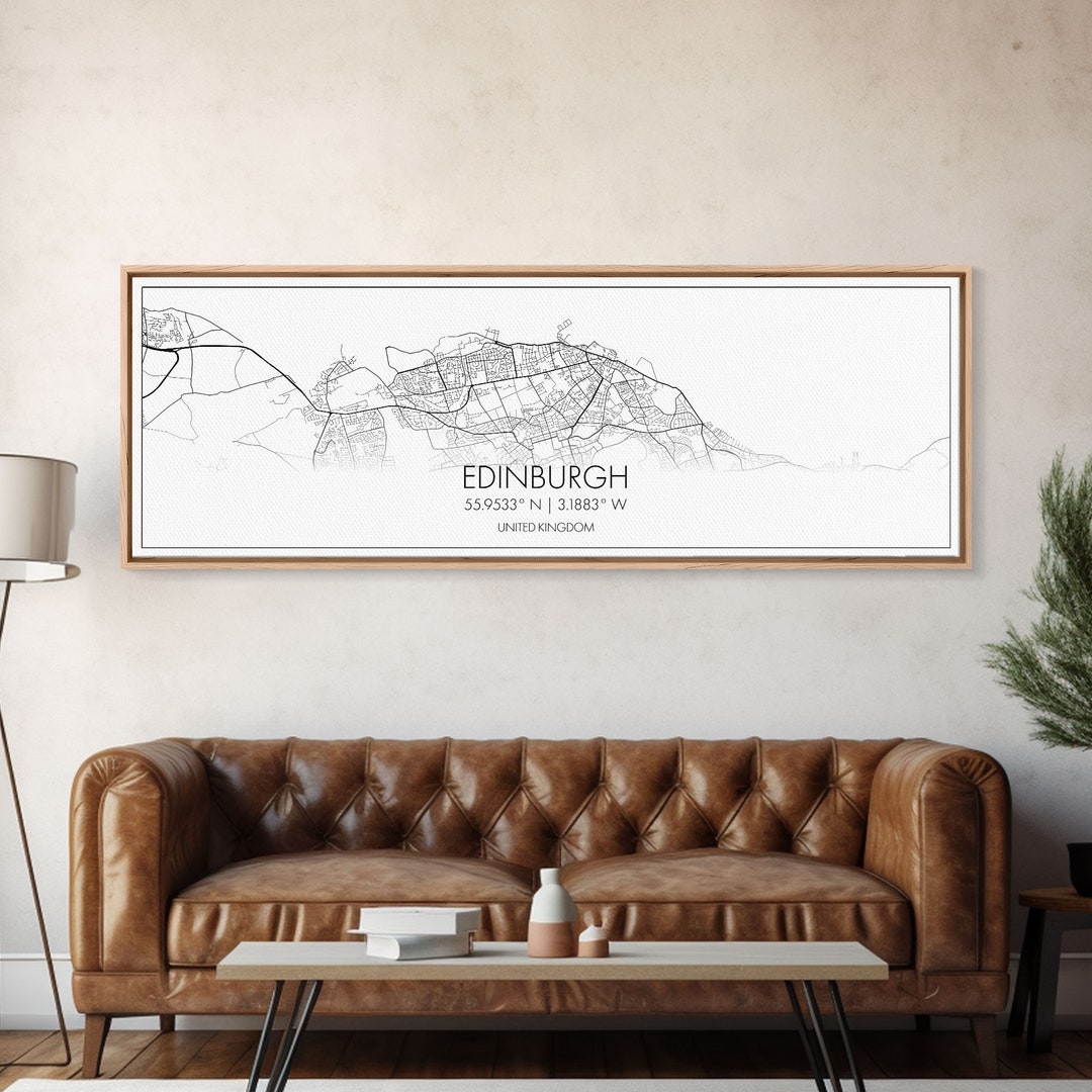 Edinburgh City Map Art: Minimalist United Kingdom Canvas Print - Etsy