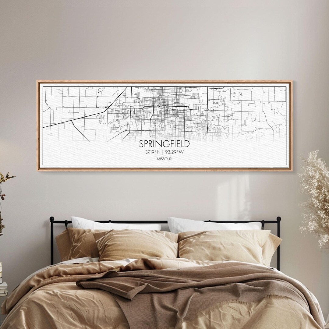 Springfield Missouri Map Art: Minimalist City Street Map Canvas - Etsy