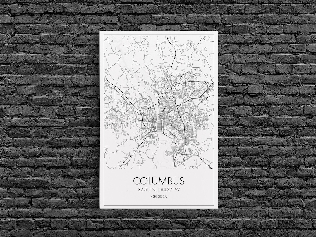 Columbus Street Map Georgia Map City Map Art Minimalist - Etsy