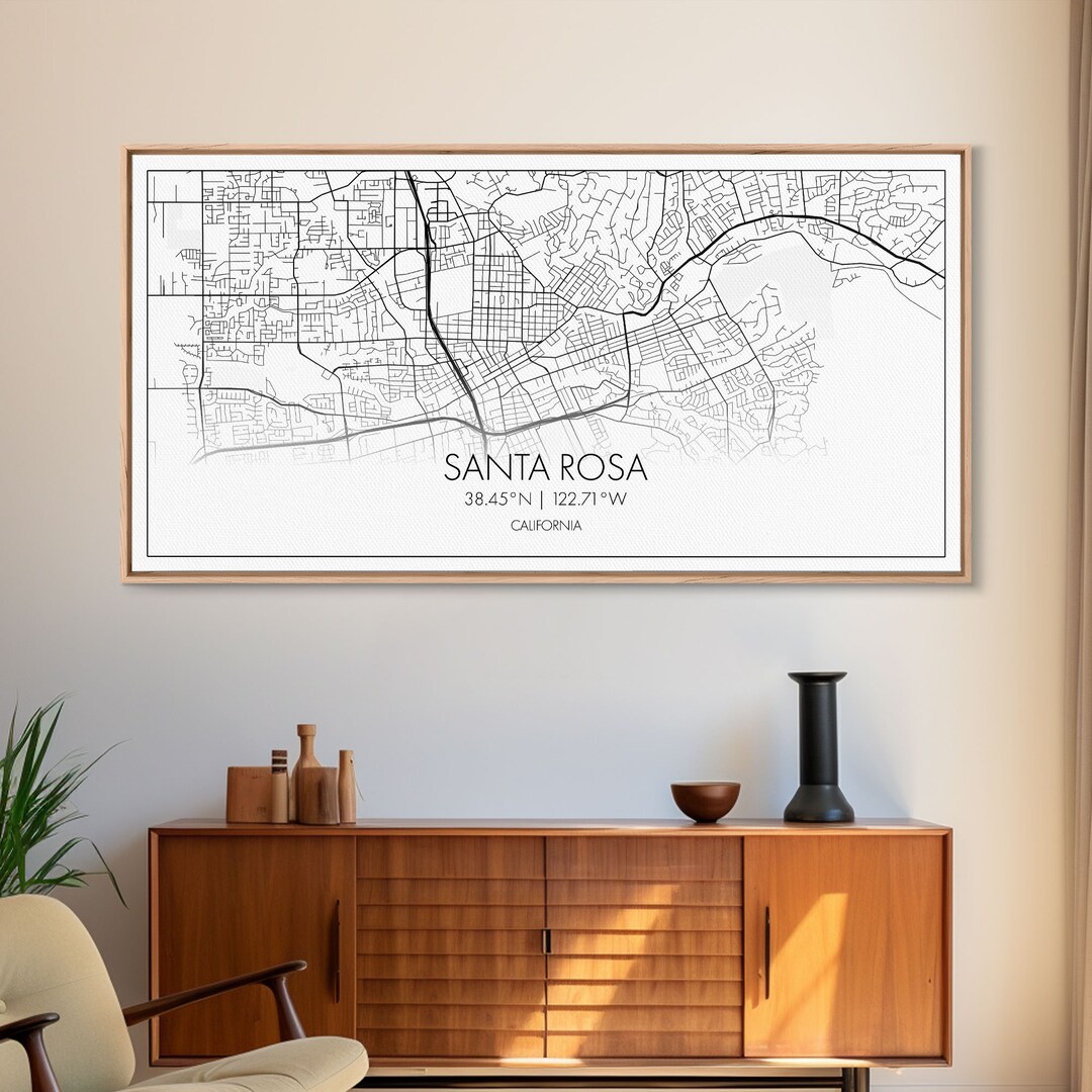 Santa Rosa City Map, California Art, Map Print, Modern Wall Art, Wall ...
